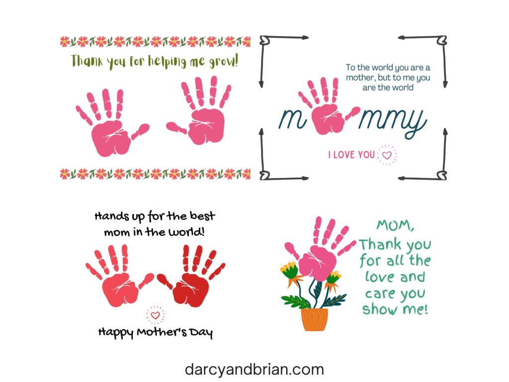 Mother's Day Handprint Art Templates - Darcy and Brian - Shop