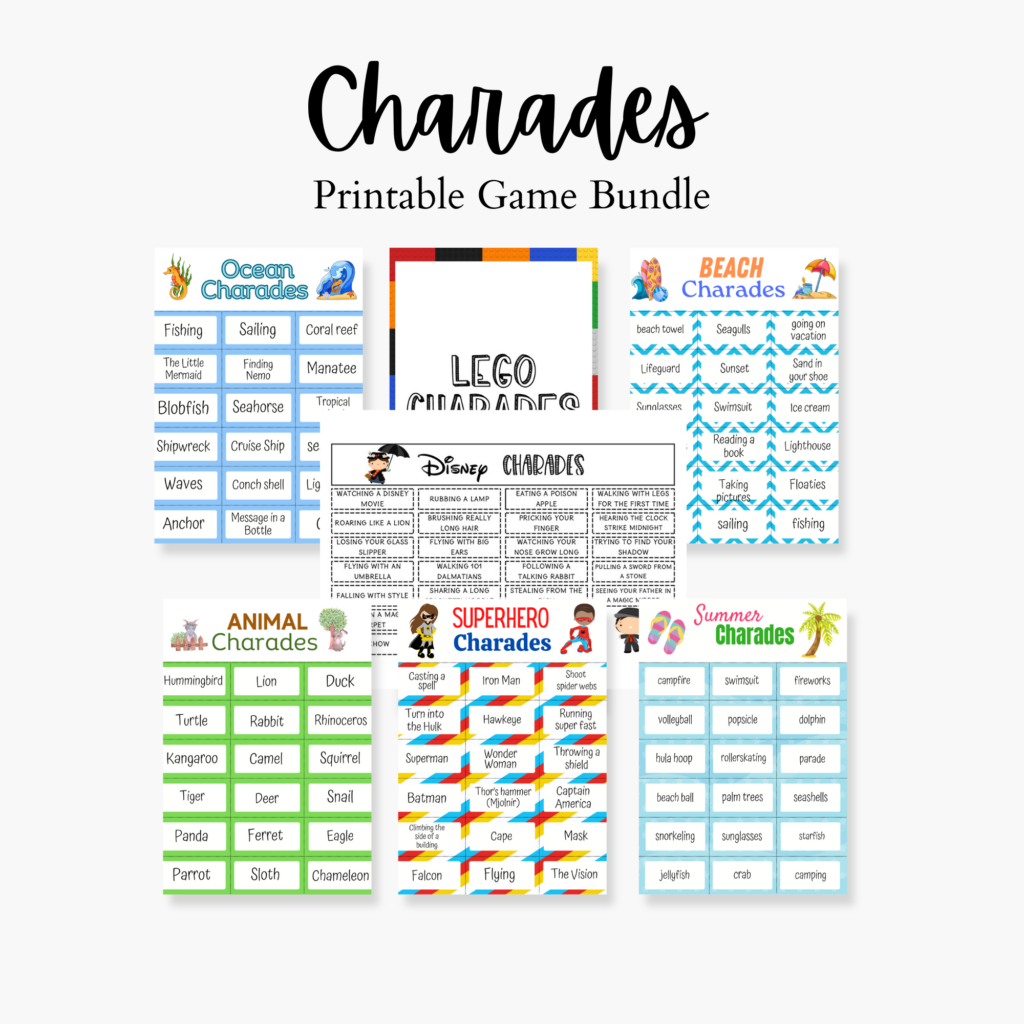 Charades Printable Game Bundle - Darcy and Brian - Shop