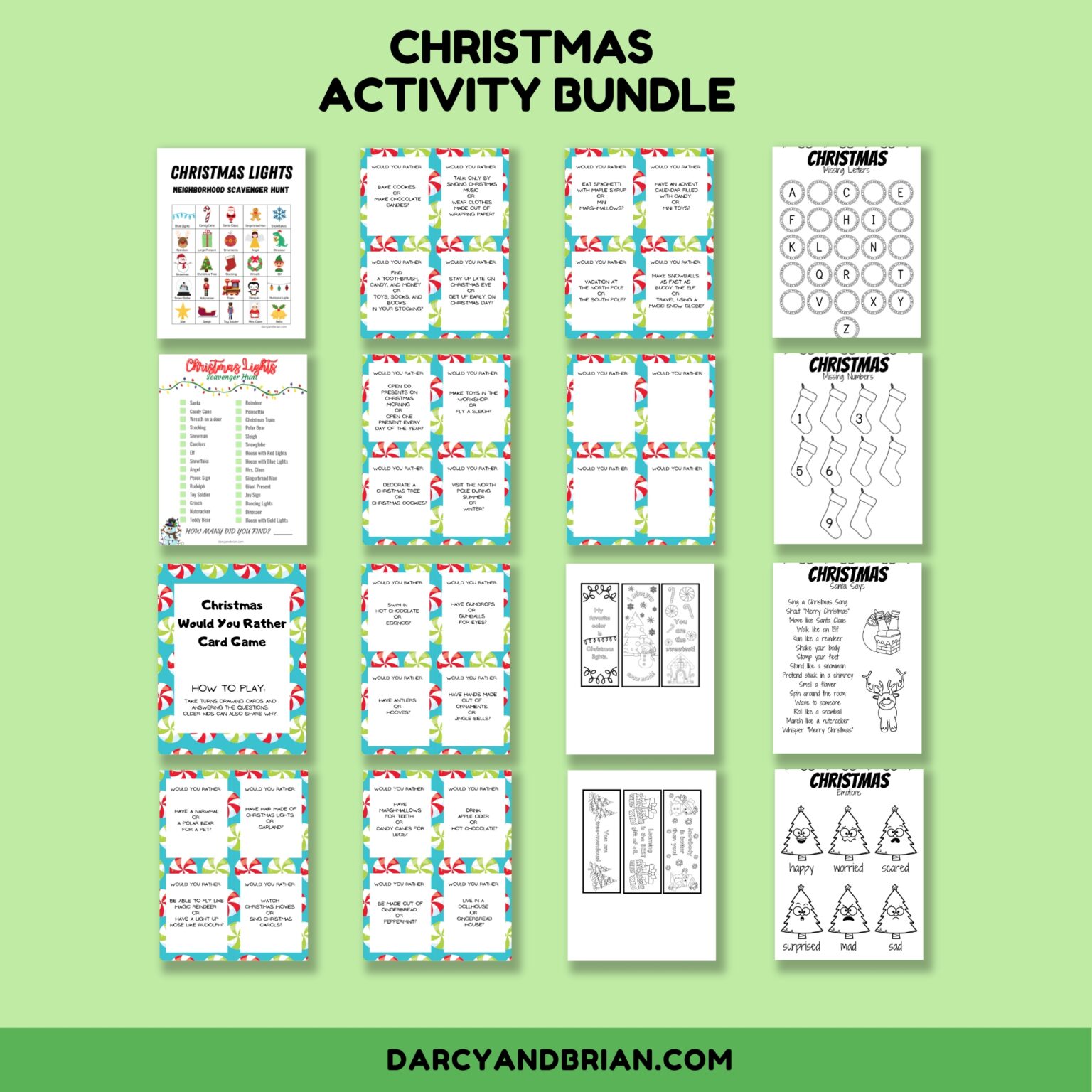 Christmas Activity Bundle - Darcy and Brian - Shop