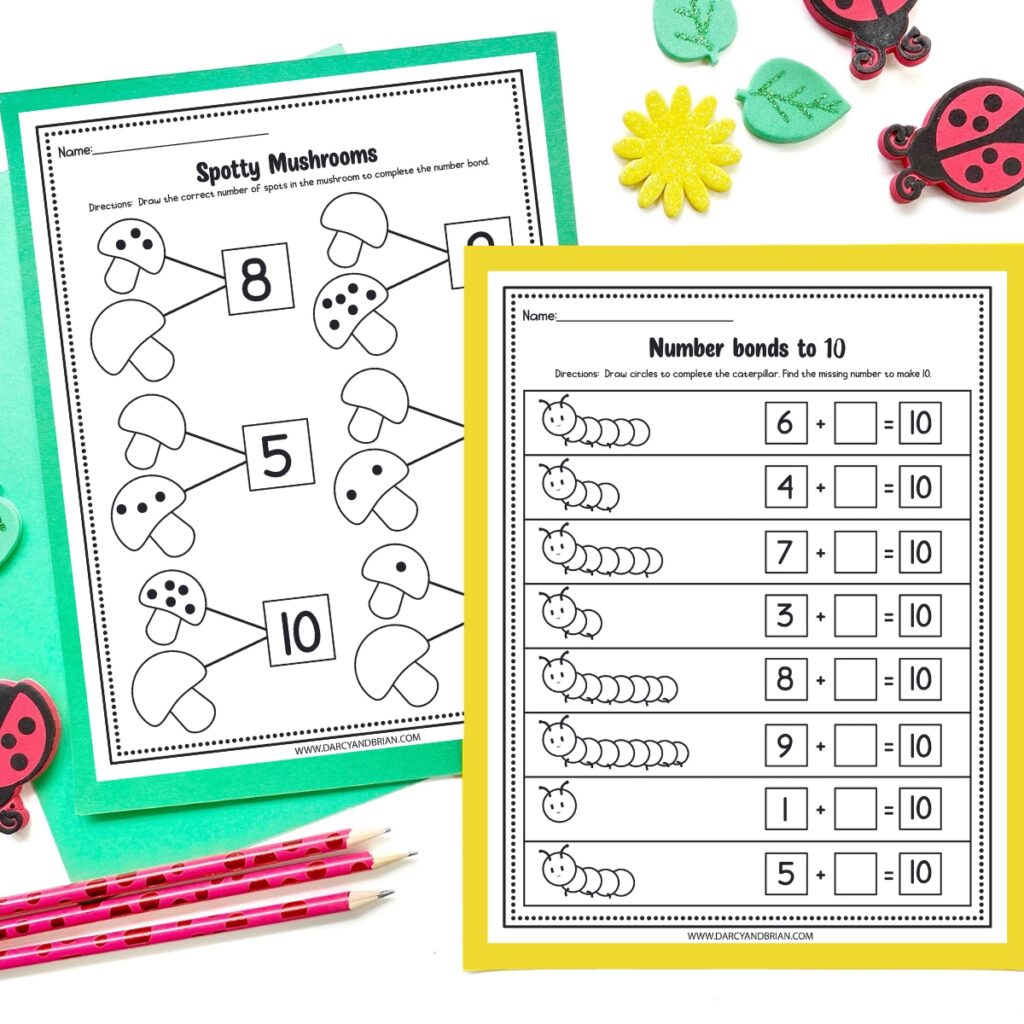 Spring Number Bond Worksheets