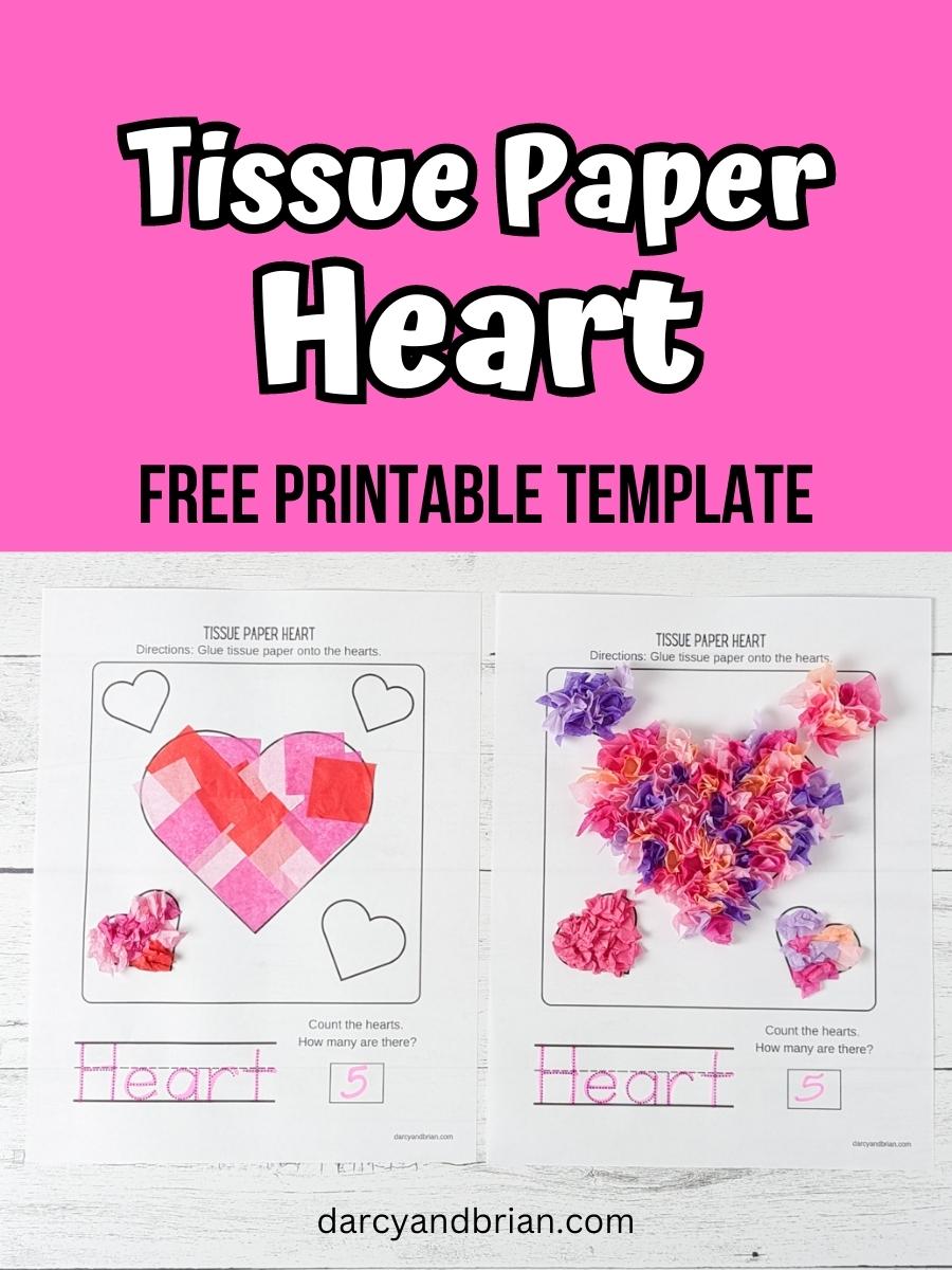 Tissue Paper Heart Craft Template - Darcy and Brian - Shop