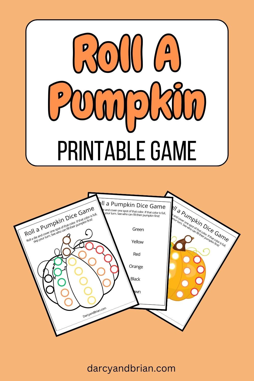 Roll A Pumpkin Game - Darcy and Brian - Shop