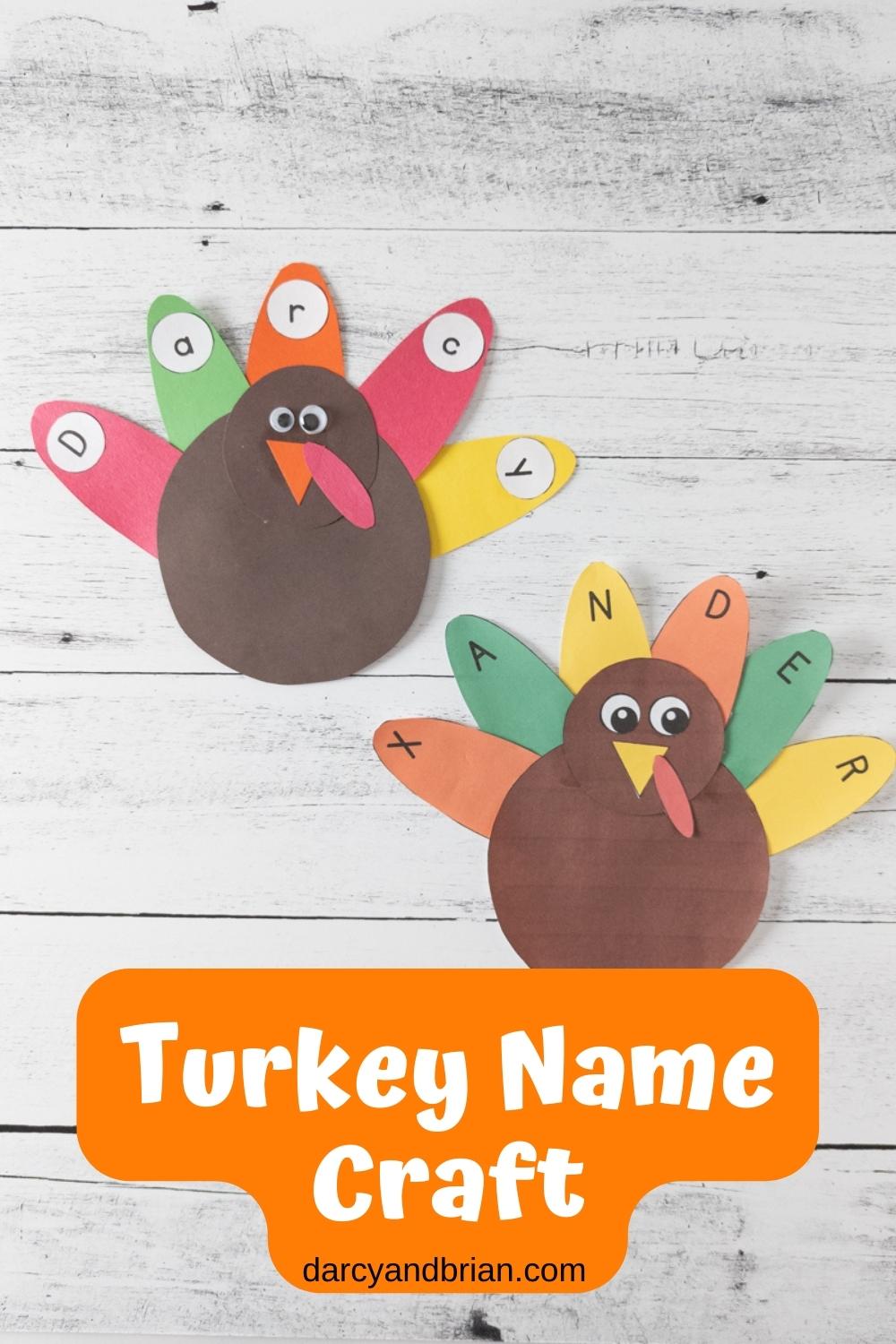 Turkey Name Craft Printables - Darcy and Brian - Shop