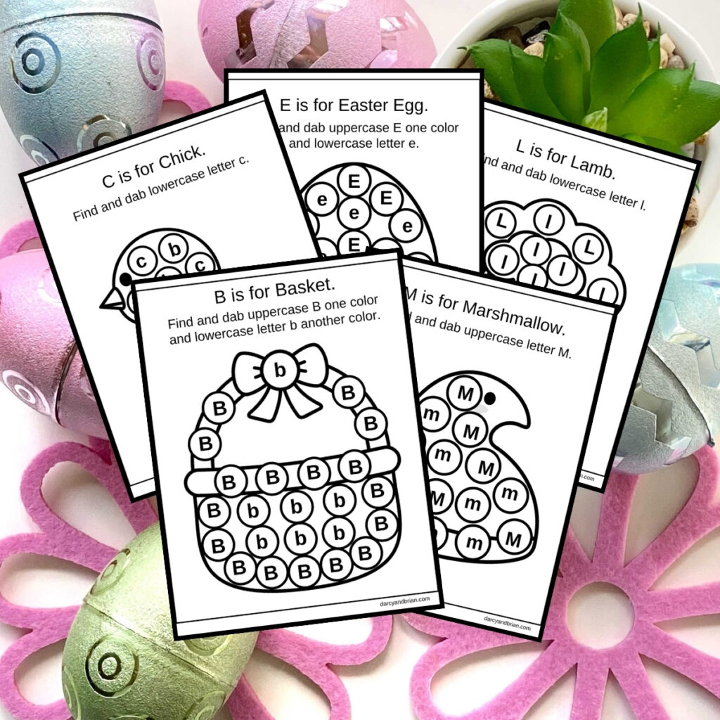 Easter Dot Marker Letter Find Worksheets for Preschoolers