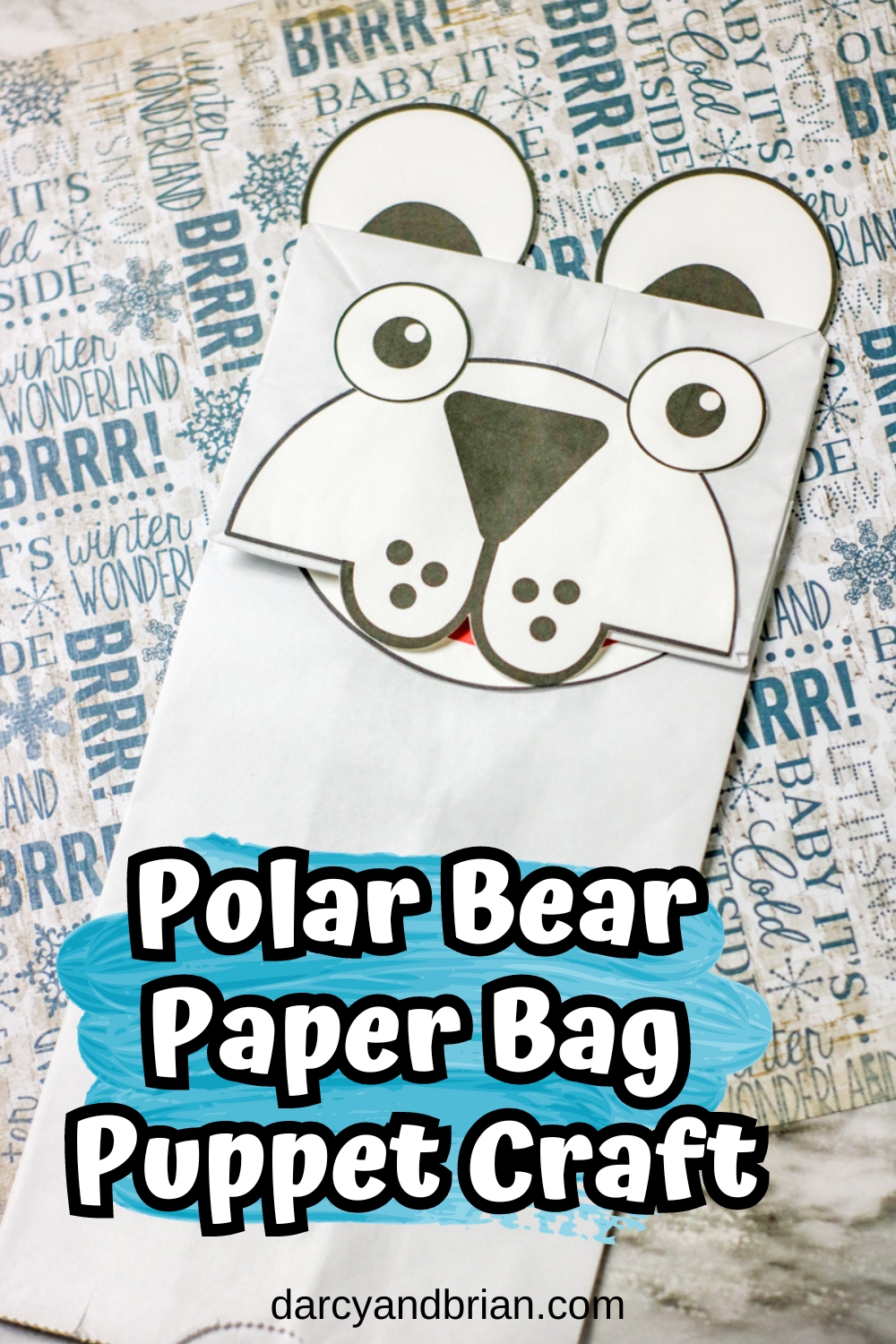 Polar Bear Paper Bag Puppet Template - Darcy and Brian - Shop
