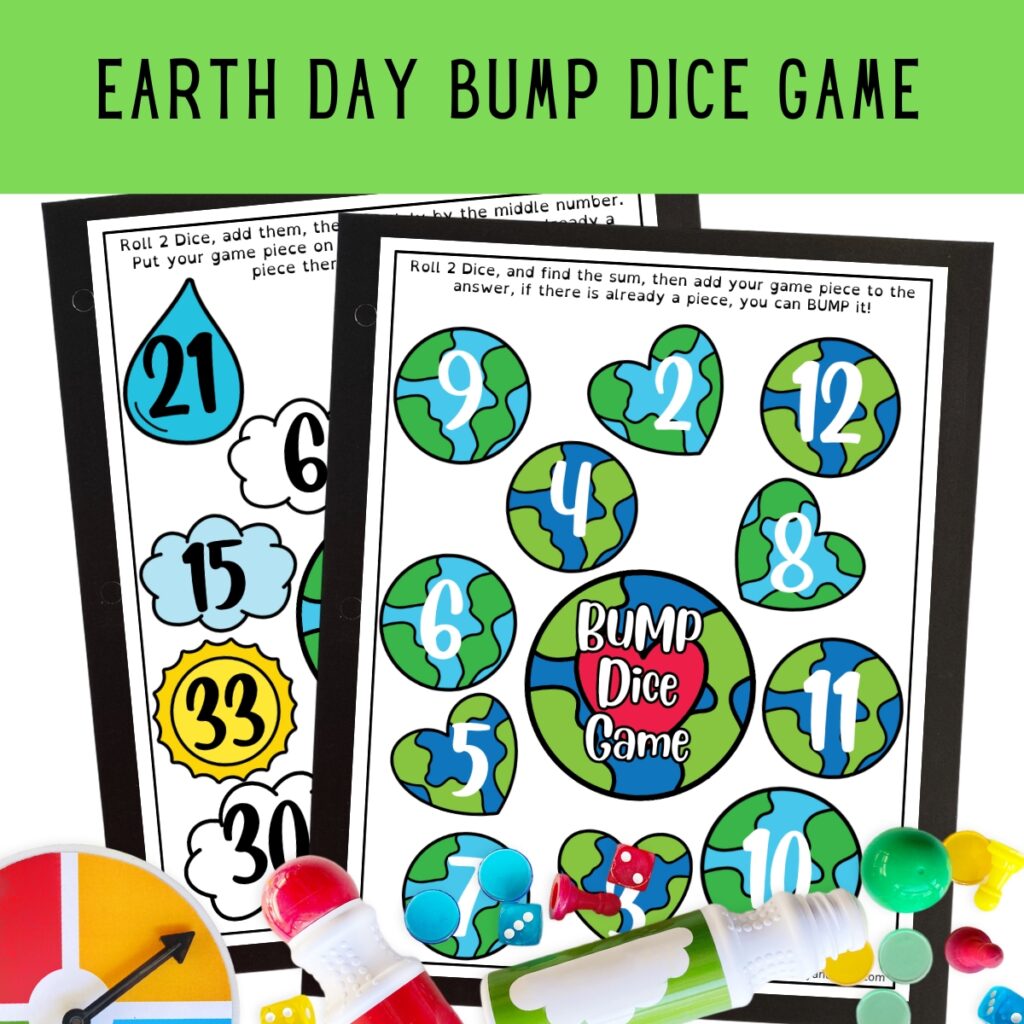 Earth Day Bump Dice Game | Printable Math Game for Kids