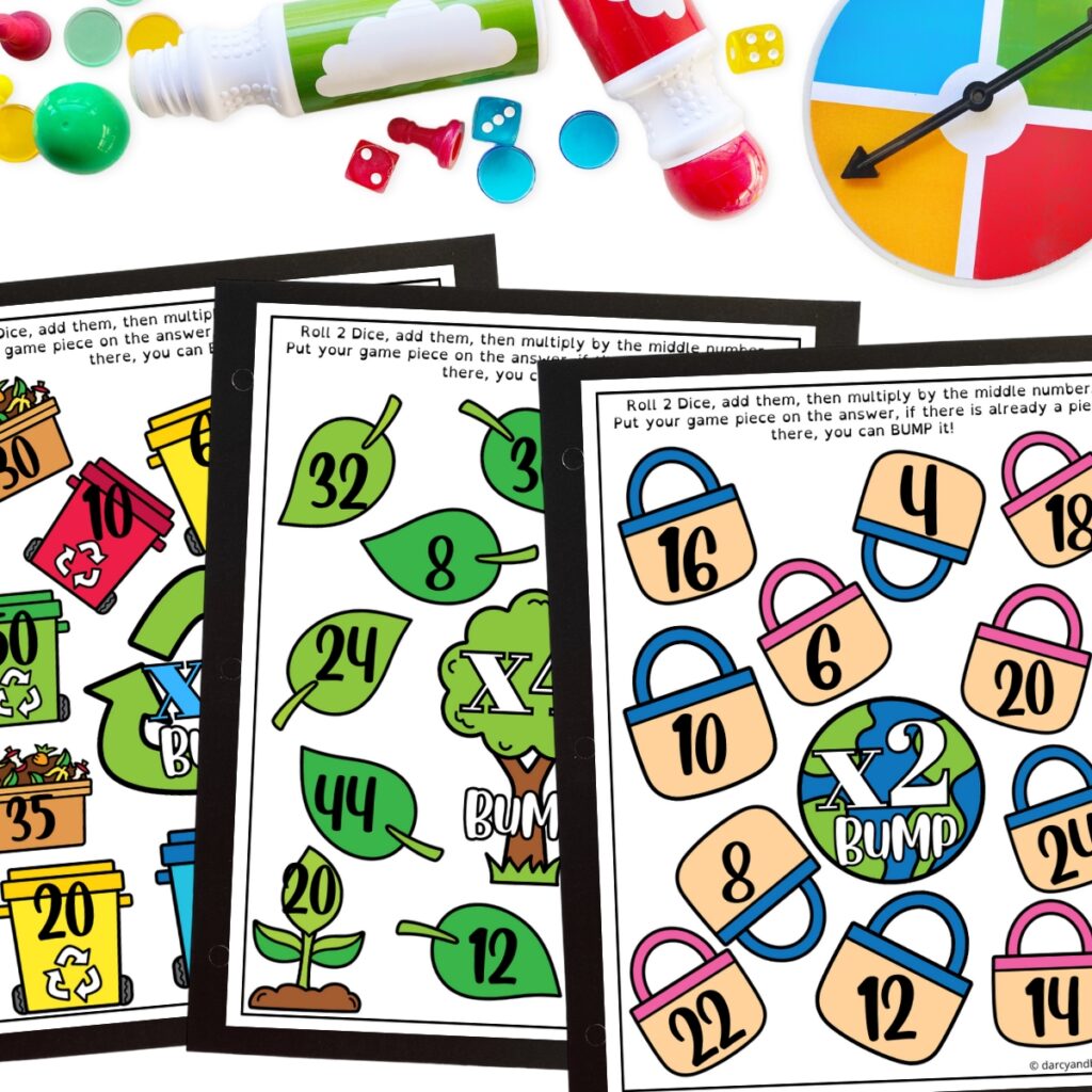 Earth Day Bump Dice Game | Printable Math Game for Kids