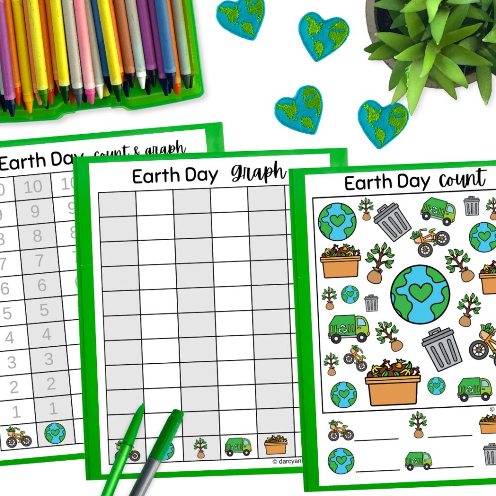 Earth Day Count and Graph Worksheets