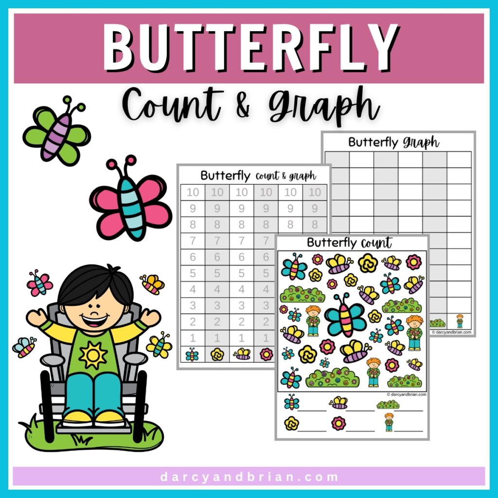 Butterfly Count and Graph Worksheets for Preschoolers
