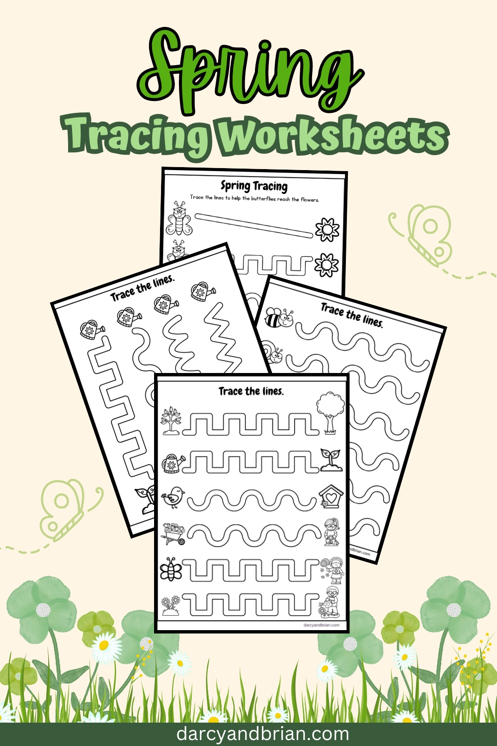 Spring Tracing Worksheets - Darcy and Brian - Shop