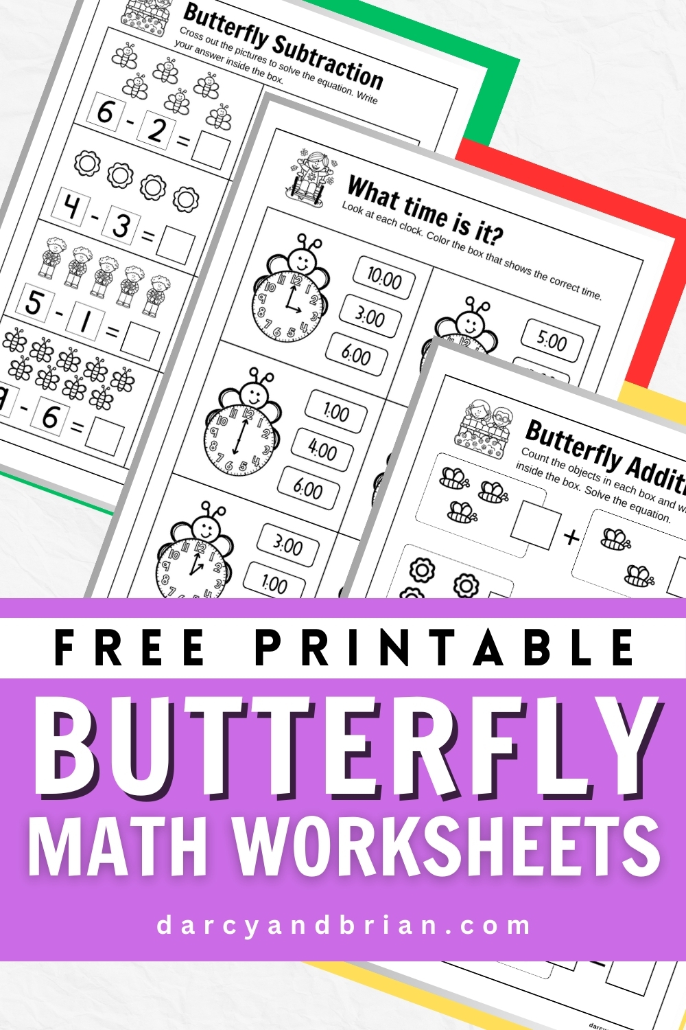 Butterfly Math Worksheets - Darcy and Brian - Shop