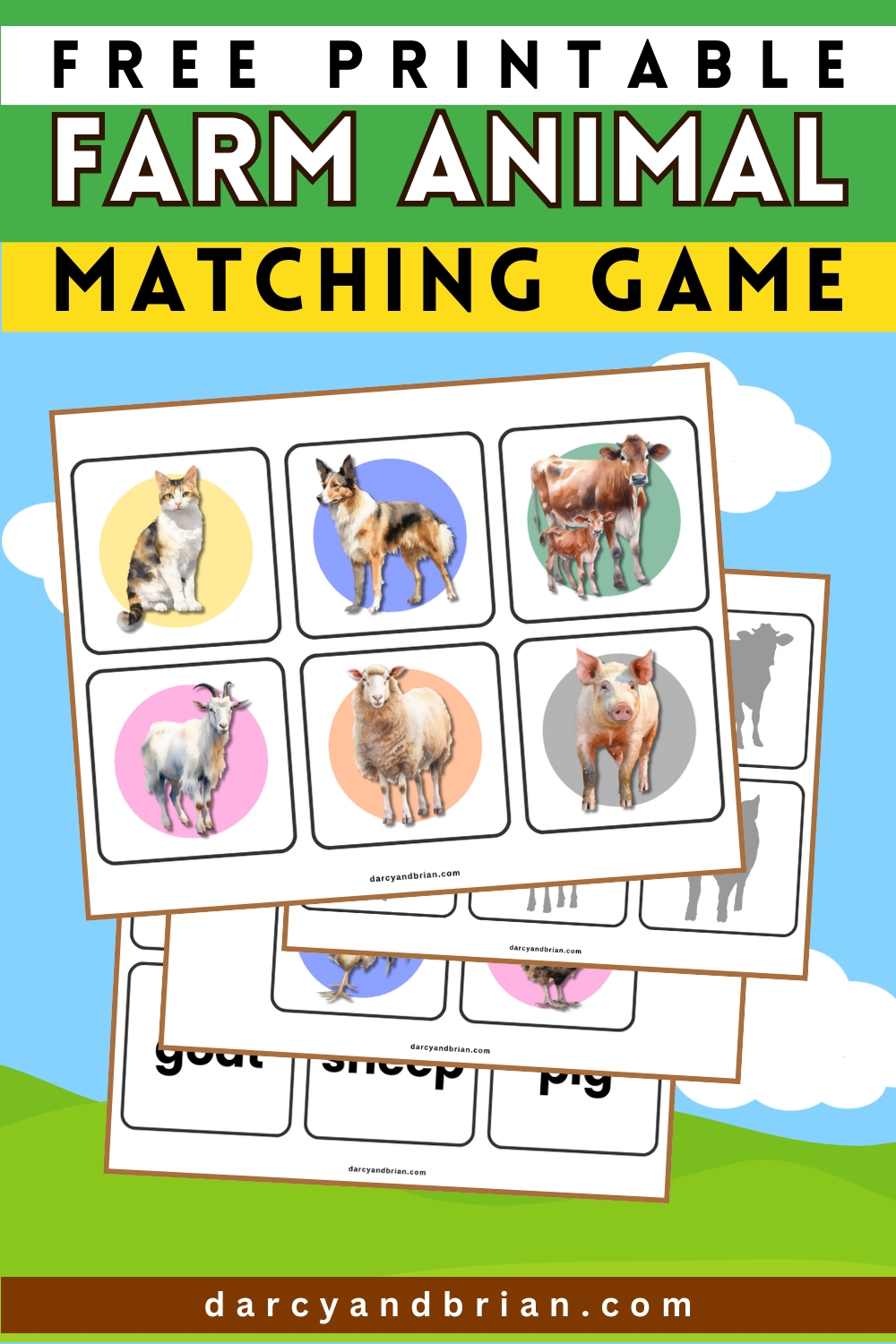 Farm Animal Matching Game Printable - Darcy and Brian - Shop