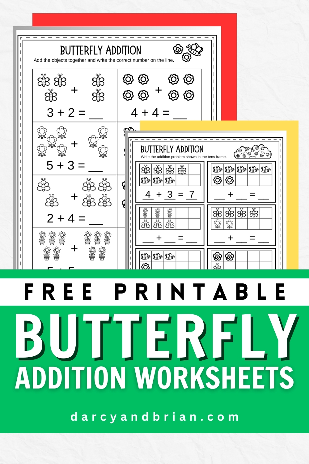 Butterfly Addition Worksheet - Darcy and Brian - Shop