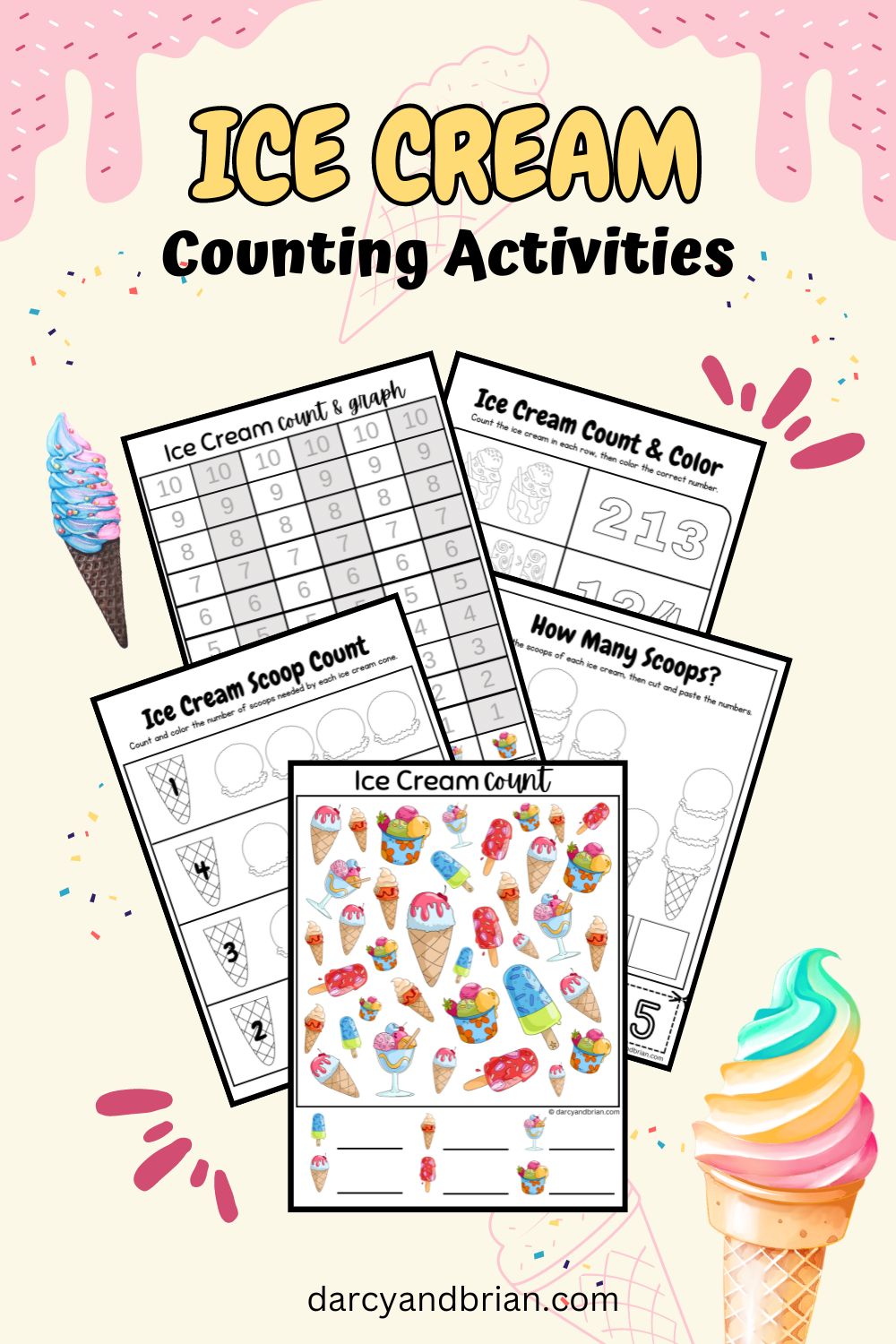 Ice Cream Counting Activity Pages - Darcy and Brian - Shop