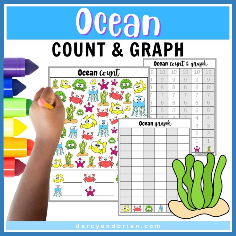 Ocean Count and Graph Worksheets for Preschool & Kindergarten