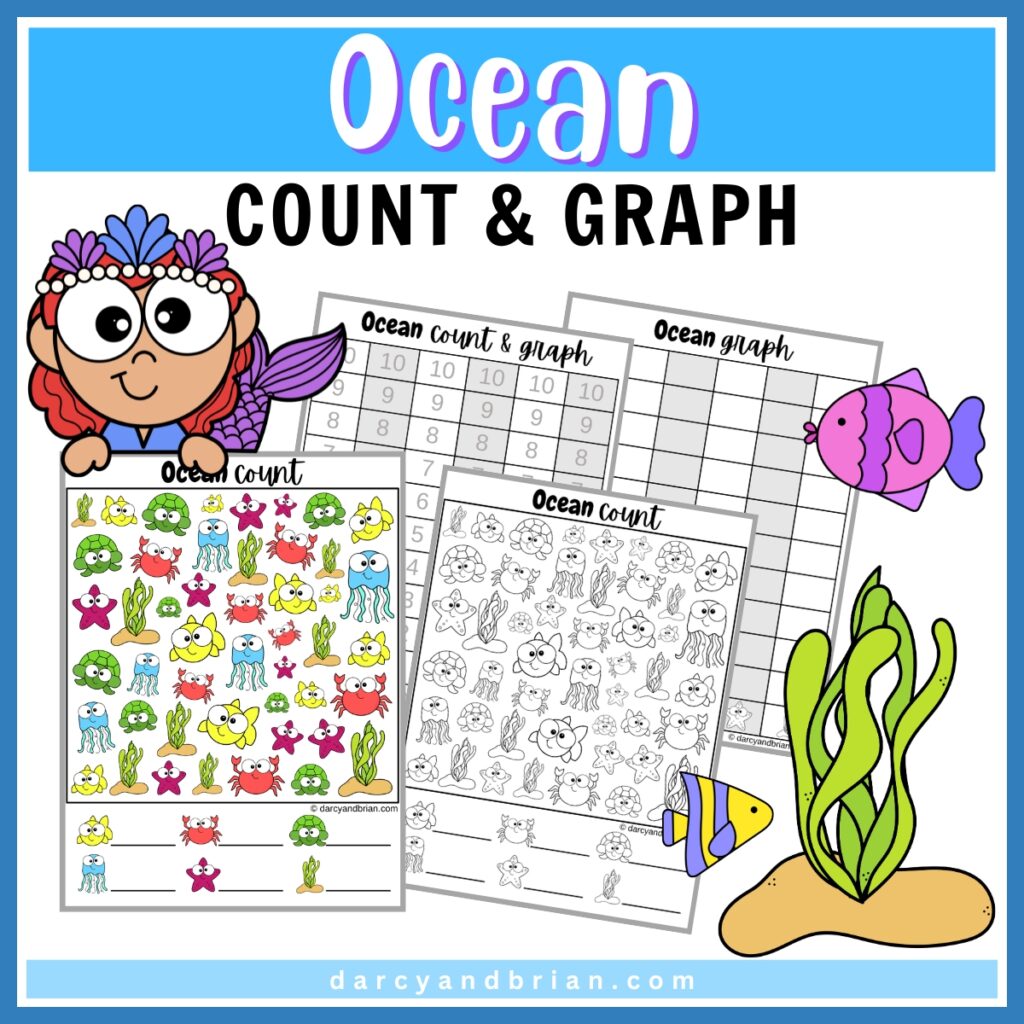 Ocean Count and Graph Worksheets for Preschool & Kindergarten