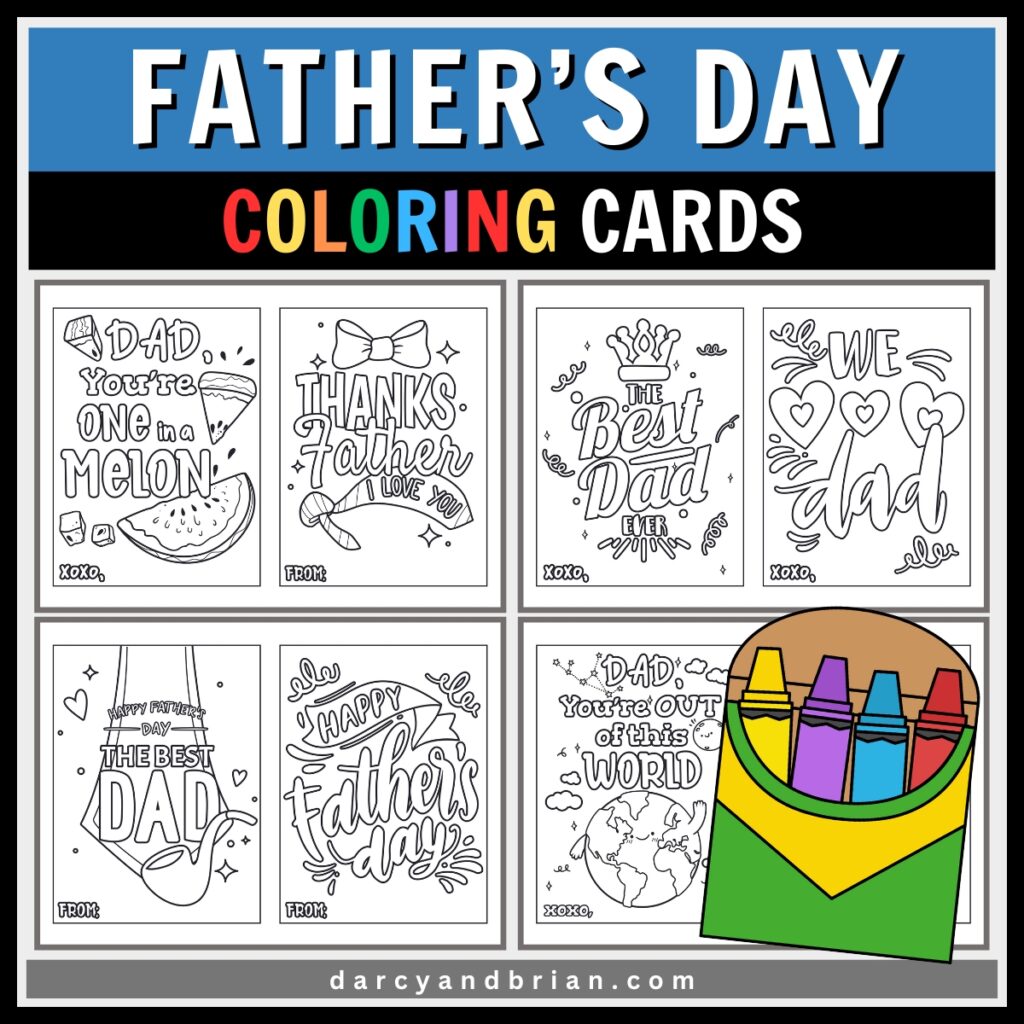 Father's Day Coloring Cards Set | Fun and Heartfelt Cards for Dad