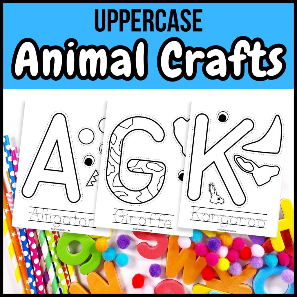 Printable Cut & Paste Uppercase Animal Letter Crafts for Kids