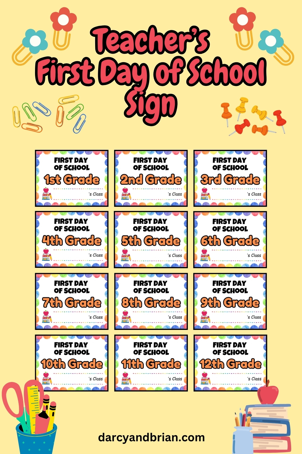 Teacher First Day of School Sign - Darcy and Brian - Shop