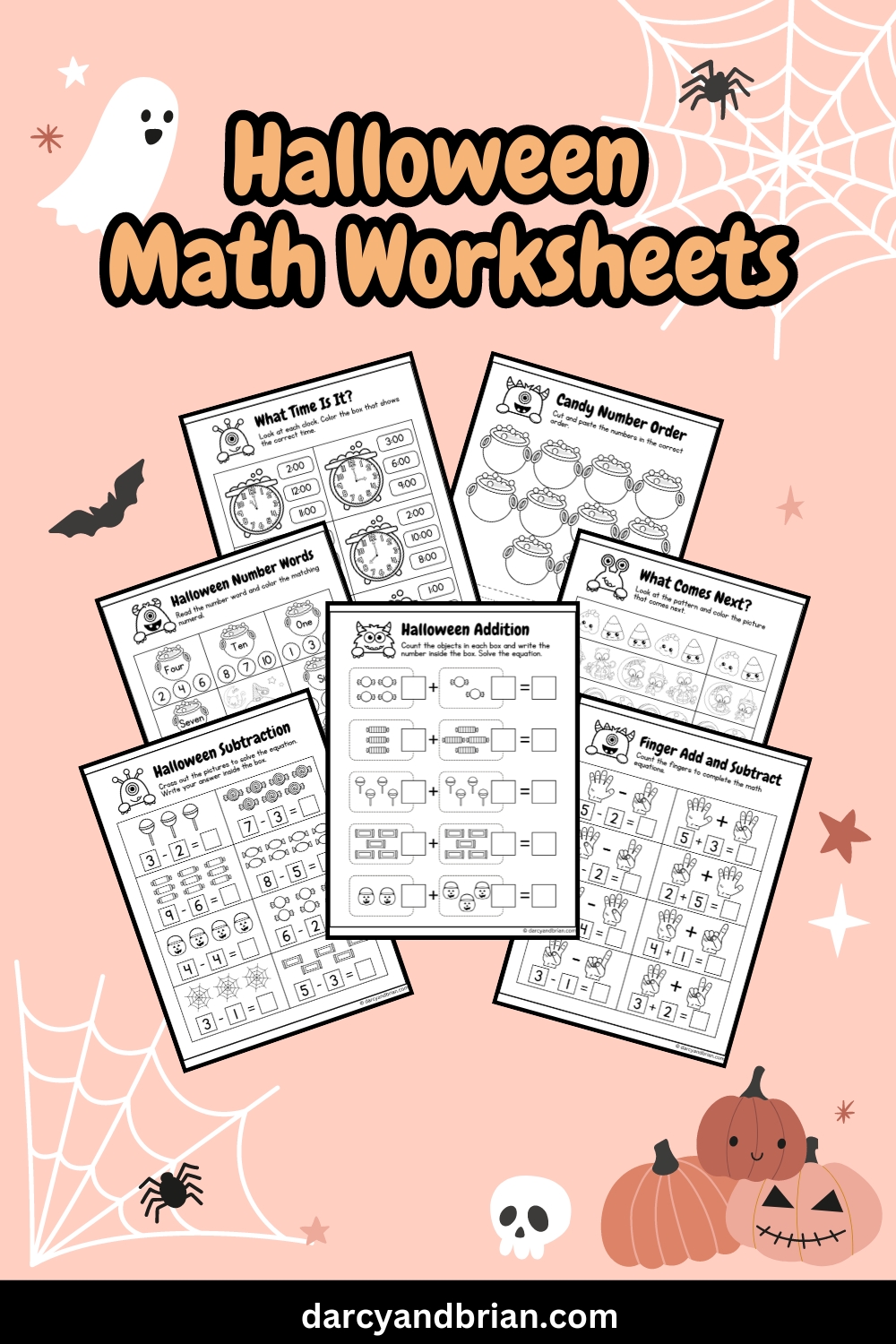 Halloween Math Worksheets - Darcy and Brian - Shop