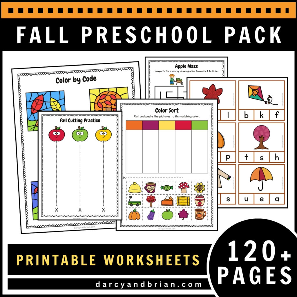 Fall Preschool Pack for Fun Learning and Skills Practice