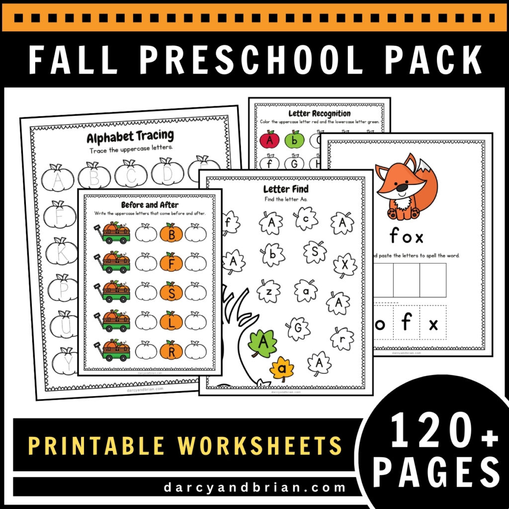 Fall Preschool Pack for Fun Learning and Skills Practice