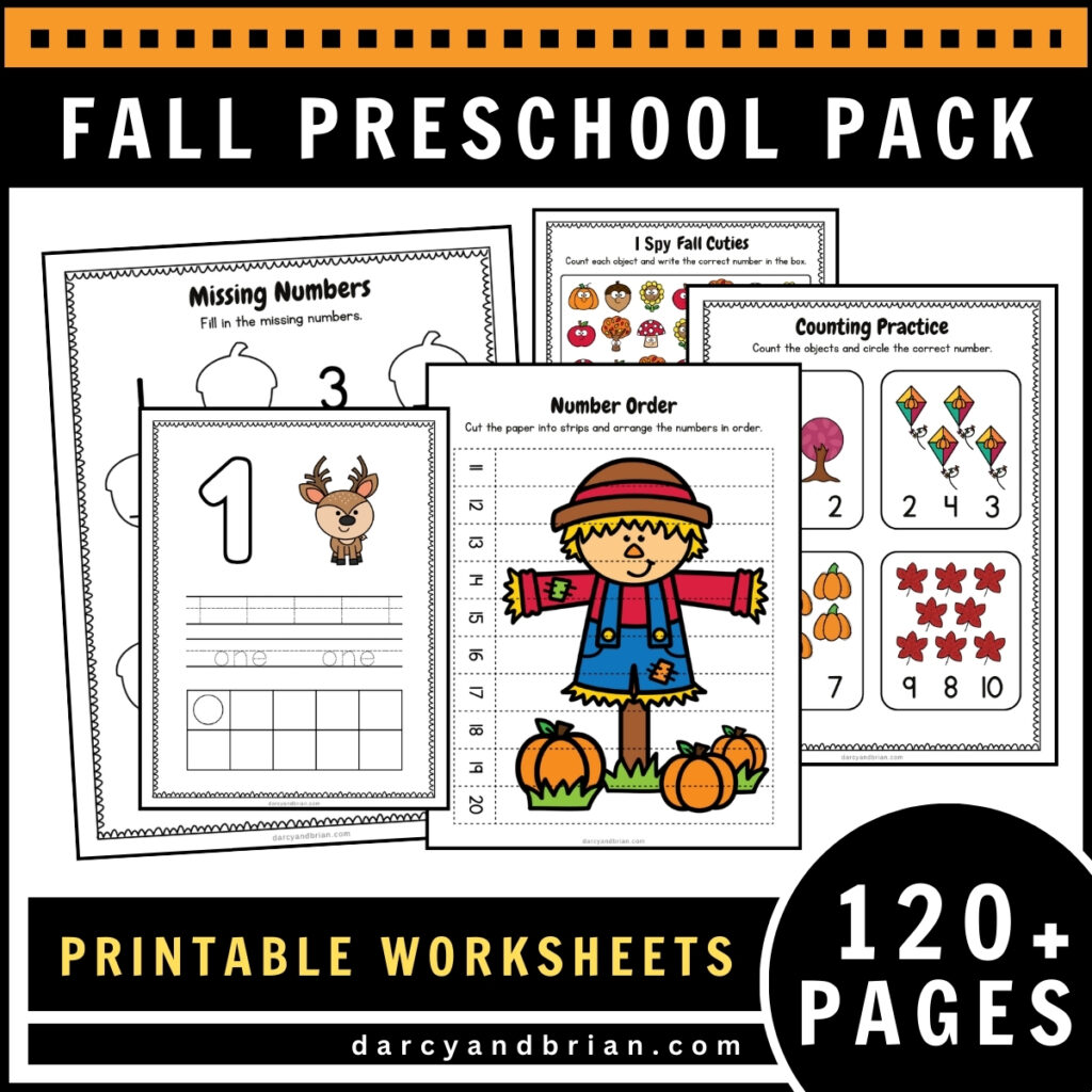 Fall Preschool Pack for Fun Learning and Skills Practice