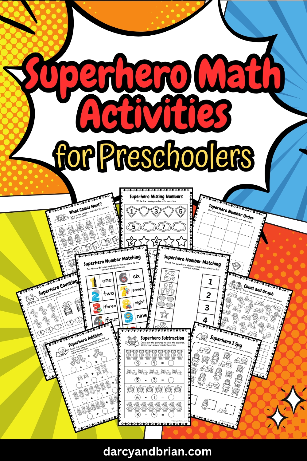 Superhero Math Activities for Preschoolers - Darcy and Brian - Shop