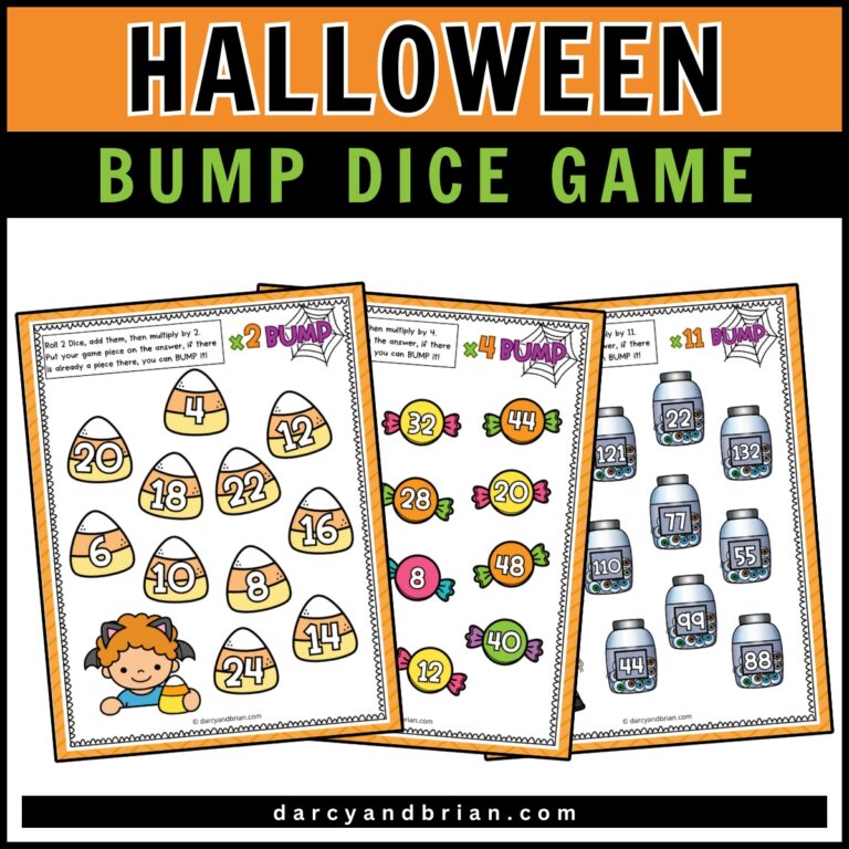 Printable Halloween Bump Dice Game - Fun Multiplication Practice!