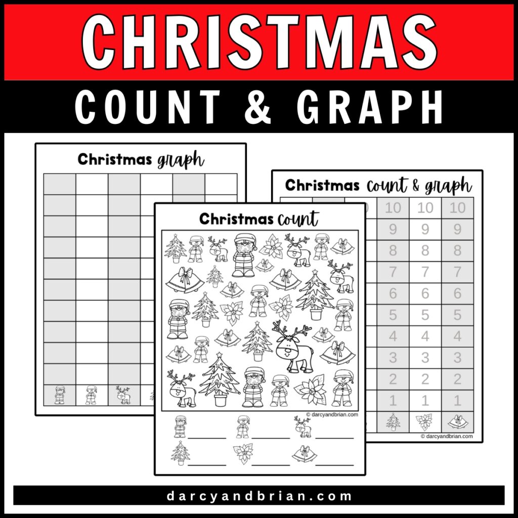 Printable Christmas Count and Graph Math Activity for Kids