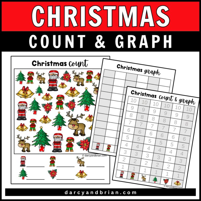 Printable Christmas Count and Graph Math Activity for Kids