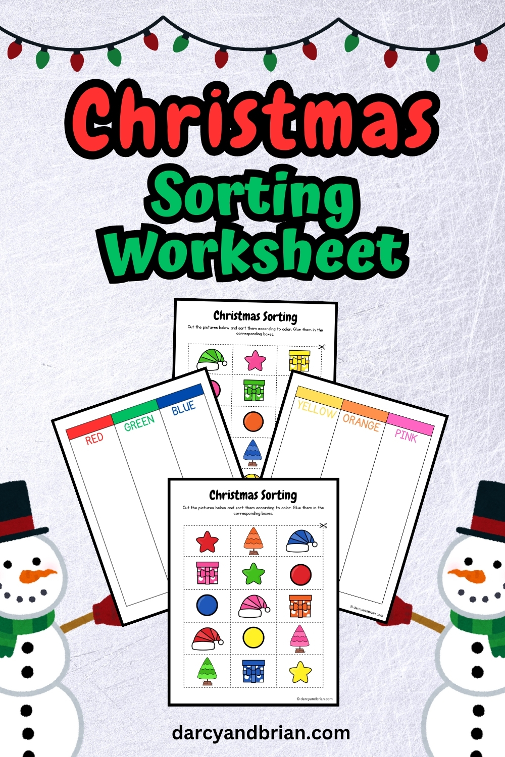 Christmas Sorting Worksheet - Darcy and Brian - Shop
