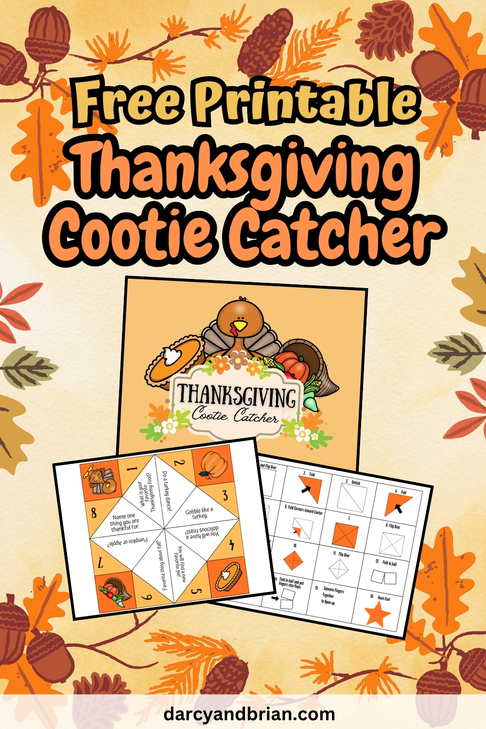 Free Printable Thanksgiving Cootie Catcher - Darcy and Brian - Shop