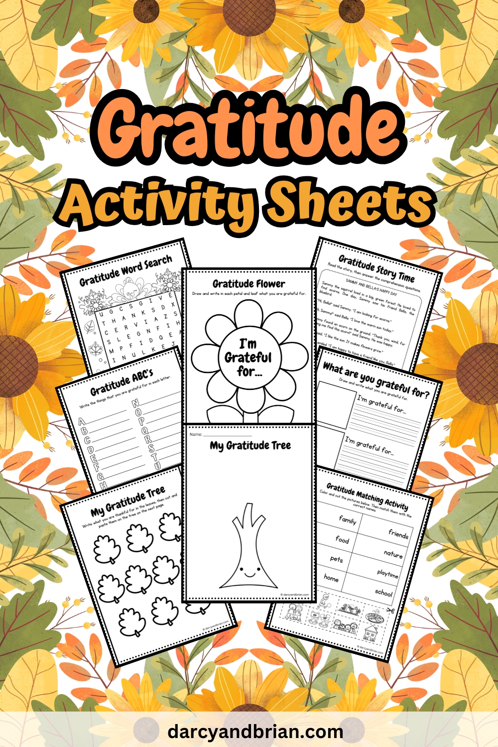 Gratitude Activity Sheets - Darcy and Brian - Shop