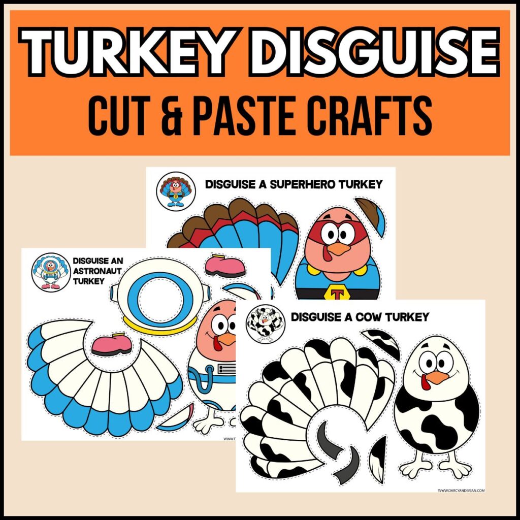 Creative Turkey Disguise Cut and Paste Crafts for Kids