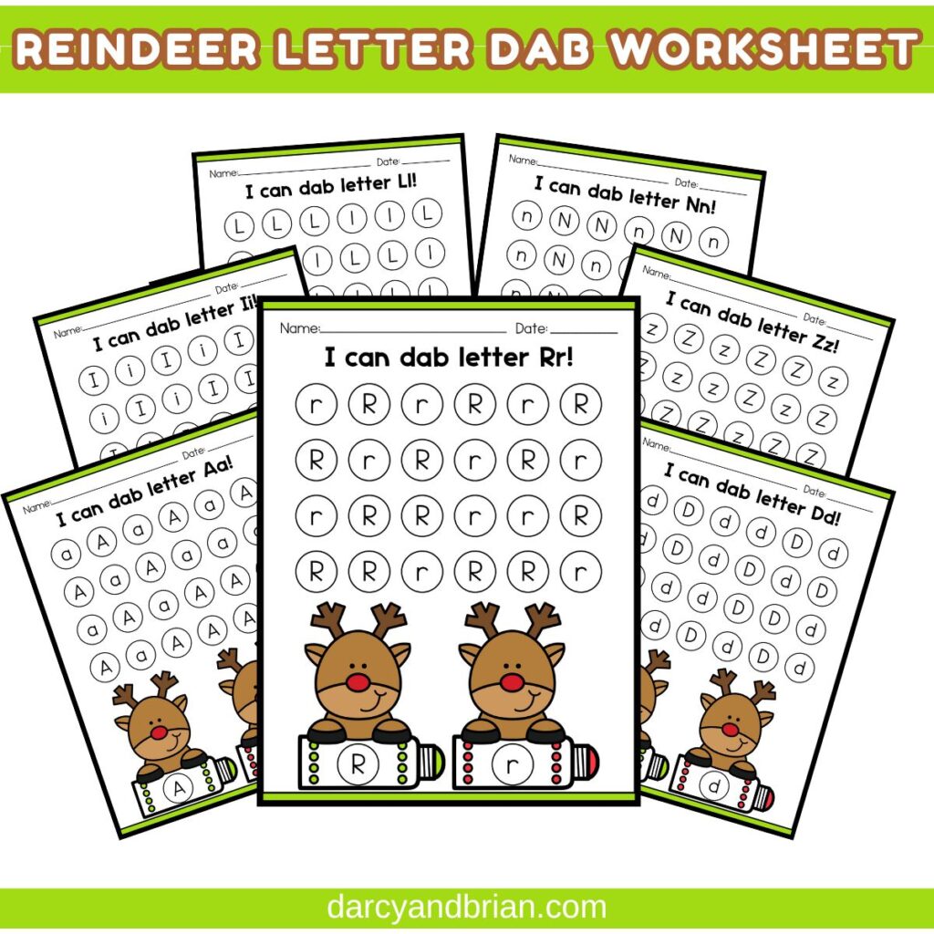 Printable Reindeer Letter Dab Worksheets - Fun & Festive Learning