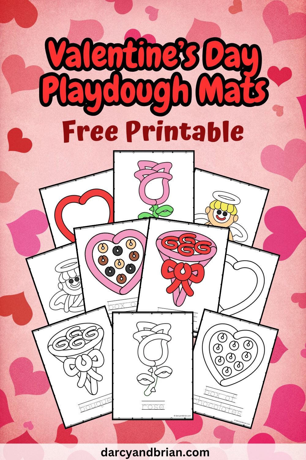 Free Printable Valentine's Day Playdough Mats - Darcy and Brian - Shop