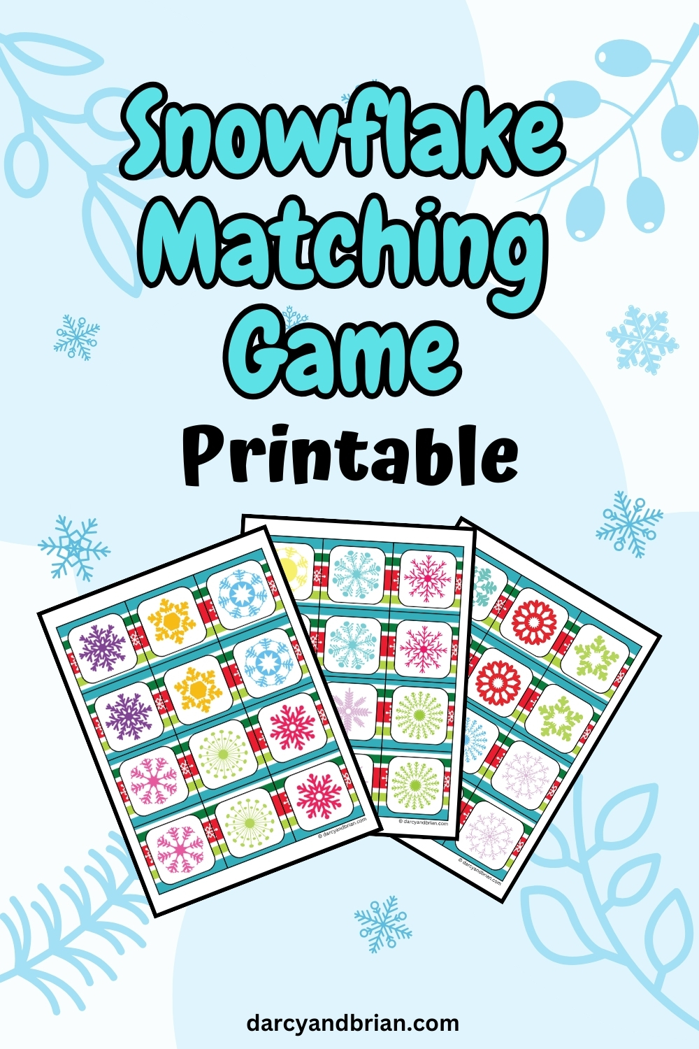 Snowflake Matching Game Printable - Darcy and Brian - Shop